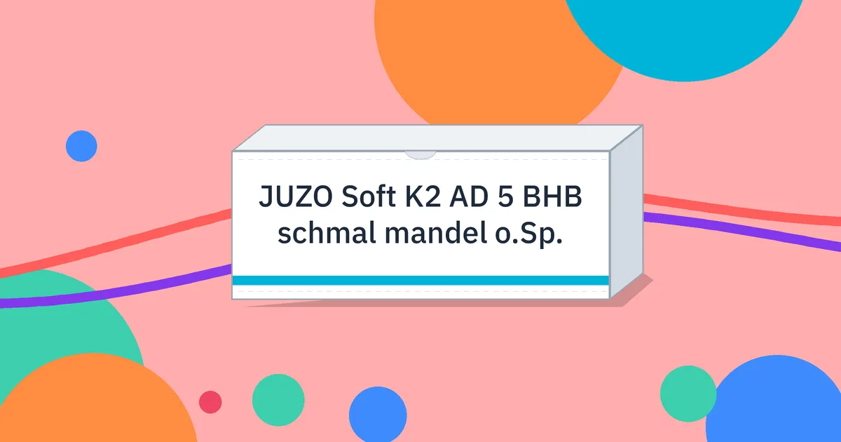 Symbolbild: Packung mit der Aufschrift JUZO Soft K2 AD 5 BHB schmal mandel o.Sp. (PZN 15467241) – Verfügbarkeit und Bezug in Apotheken in Frankfurt am Main