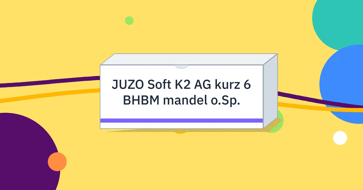 Symbolbild: Packung mit der Aufschrift JUZO Soft K2 AG kurz 6 BHBM mandel o.Sp. (PZN 14861800) – Verfügbarkeit und Bezug in Apotheken in Frankfurt am Main