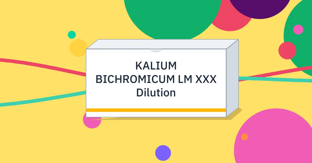 Symbolbild: Packung mit der Aufschrift KALIUM BICHROMICUM LM XXX Dilution (PZN 02674955) – Verfügbarkeit und Bezug in Apotheken in Frankfurt am Main