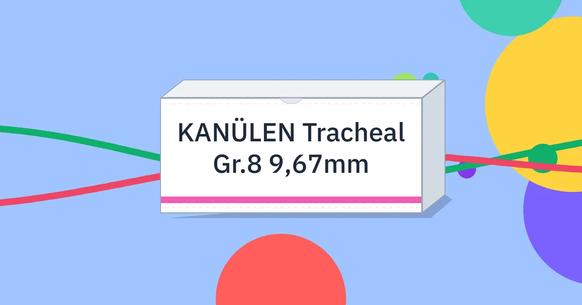 Symbolbild: Packung mit der Aufschrift KANÜLEN Tracheal Gr.8 9,67mm (PZN 02441174) – Verfügbarkeit und Bezug in Apotheken in Frankfurt am Main