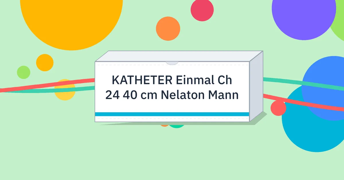 Symbolbild: Packung mit der Aufschrift KATHETER Einmal Ch 24 40 cm Nelaton Mann (PZN 01729884) – Verfügbarkeit und Bezug in Apotheken in Frankfurt am Main