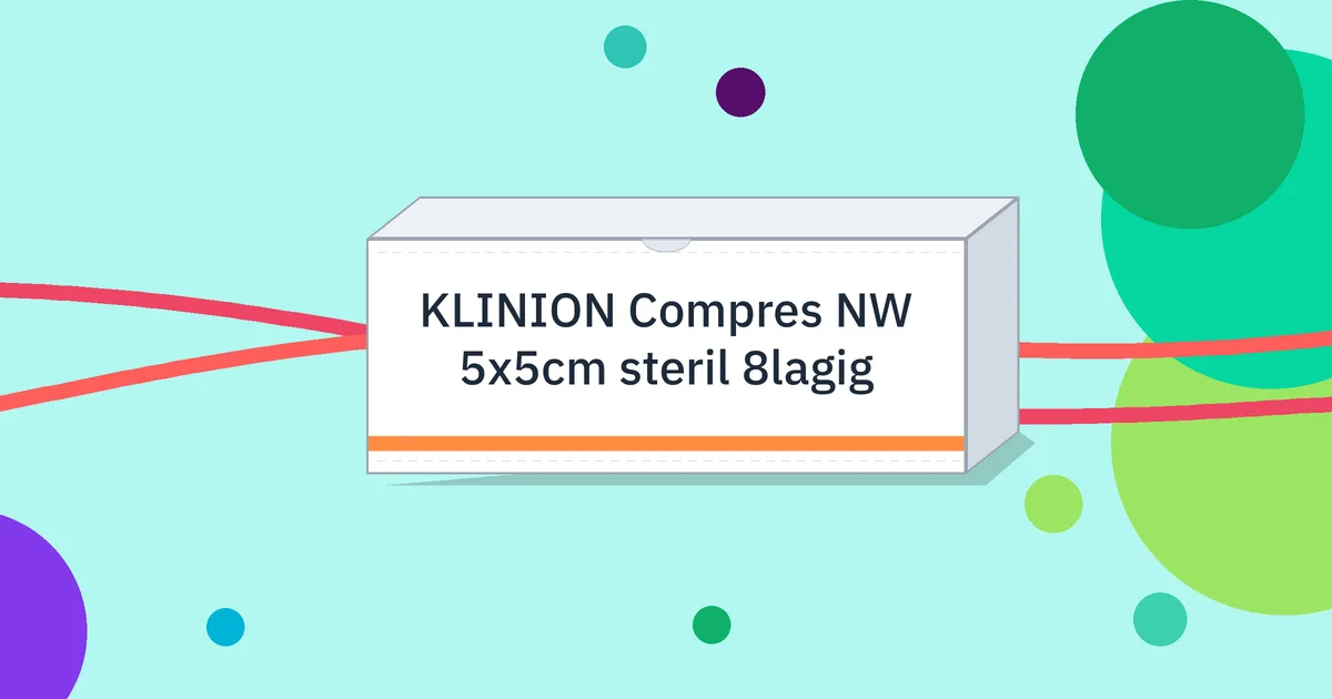 Symbolbild: Packung mit der Aufschrift KLINION Compres NW 5x5cm steril 8lagig (PZN 09254446) – Verfügbarkeit und Bezug in Apotheken in Frankfurt am Main