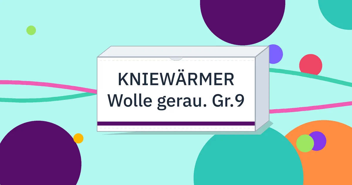 Symbolbild: Packung mit der Aufschrift KNIEWÄRMER Wolle gerau. Gr.9 (PZN 02008773) – Verfügbarkeit und Bezug in Apotheken in Frankfurt am Main