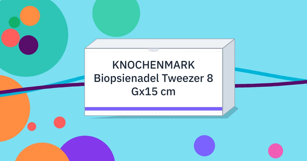 Symbolbild: Packung mit der Aufschrift KNOCHENMARK Biopsienadel Tweezer 8 Gx15 cm (PZN 10914333) – Verfügbarkeit und Bezug in Apotheken in Frankfurt am Main