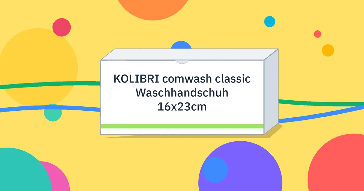 Symbolbild: Packung mit der Aufschrift KOLIBRI comwash classic Waschhandschuh 16x23cm (PZN 10030166) – Verfügbarkeit und Bezug in Apotheken in Frankfurt am Main