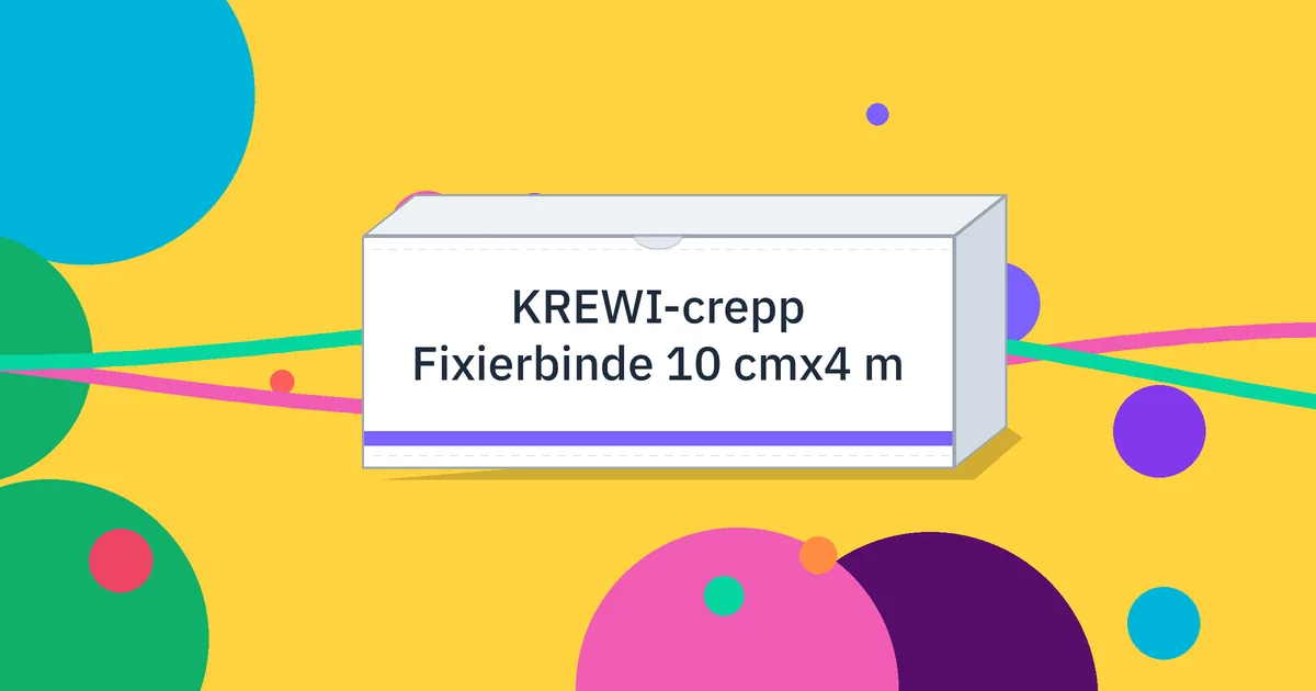 Symbolbild: Packung mit der Aufschrift KREWI-crepp Fixierbinde 10 cmx4 m (PZN 17299397) – Verfügbarkeit und Bezug in Apotheken in Frankfurt am Main