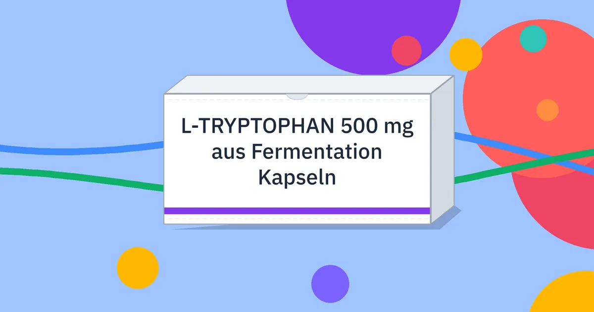 Symbolbild: Packung mit der Aufschrift L-TRYPTOPHAN 500 mg aus Fermentation Kapseln (PZN 09542731) – Verfügbarkeit und Bezug in Apotheken in Frankfurt am Main