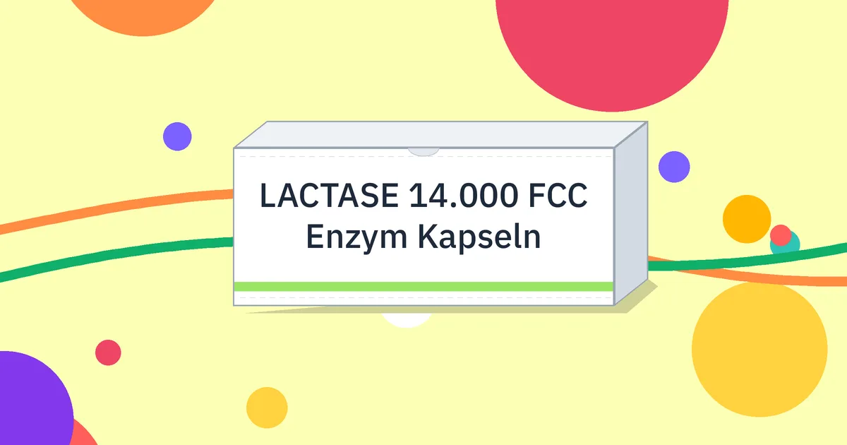 Symbolbild: Packung mit der Aufschrift LACTASE 14.000 FCC Enzym Kapseln (PZN 11321902) – Verfügbarkeit und Bezug in Apotheken in Frankfurt am Main