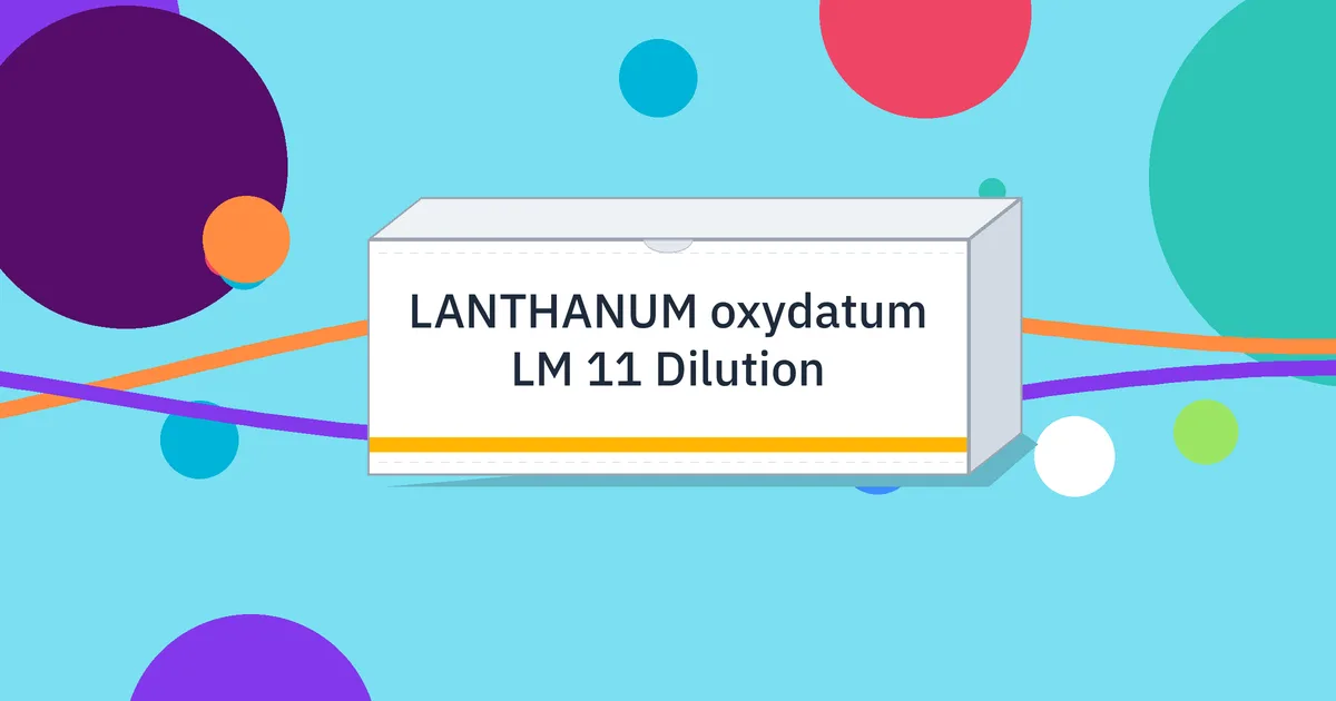 Symbolbild: Packung mit der Aufschrift LANTHANUM oxydatum LM 11 Dilution (PZN 13522208) – Verfügbarkeit und Bezug in Apotheken in Frankfurt am Main