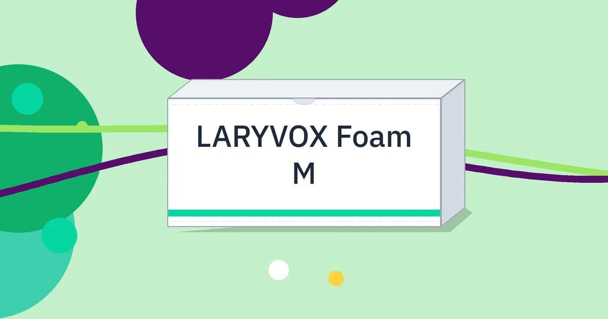 Symbolbild: Packung mit der Aufschrift LARYVOX Foam M (PZN 11659363) – Verfügbarkeit und Bezug in Apotheken in Frankfurt am Main