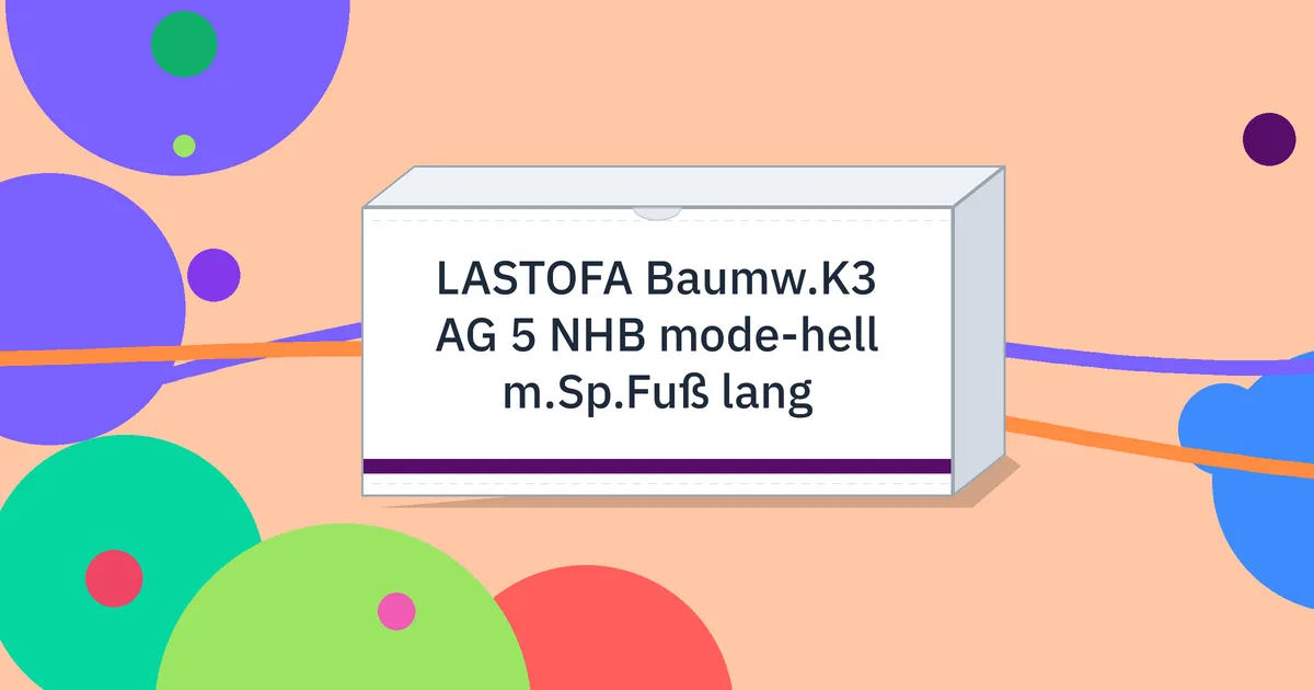 Symbolbild: Packung mit der Aufschrift LASTOFA Baumw.K3 AG 5 NHB mode-hell m.Sp.Fuß lang (PZN 01954345) – Verfügbarkeit und Bezug in Apotheken in Frankfurt am Main
