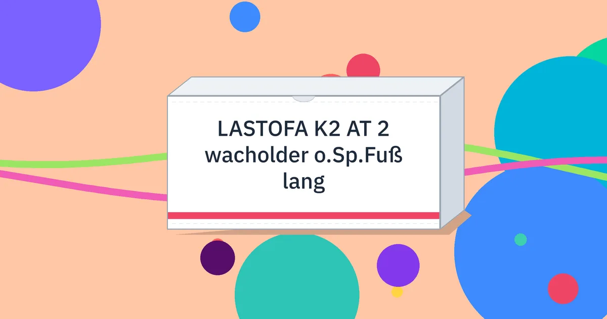Symbolbild: Packung mit der Aufschrift LASTOFA K2 AT 2 wacholder o.Sp.Fuß lang (PZN 14151487) – Verfügbarkeit und Bezug in Apotheken in Frankfurt am Main