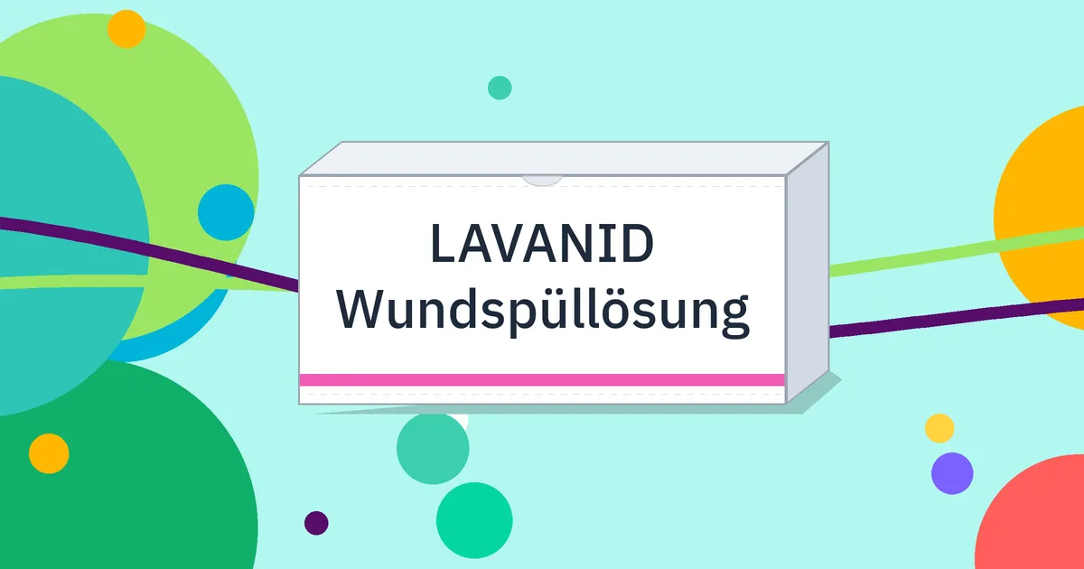 Symbolbild: Packung mit der Aufschrift LAVANID Wundspüllösung (PZN 20328369) – Verfügbarkeit und Bezug in Apotheken in Frankfurt am Main