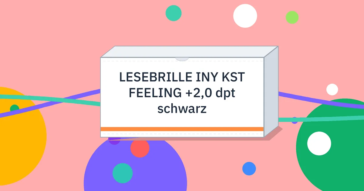 Symbolbild: Packung mit der Aufschrift LESEBRILLE INY KST FEELING +2,0 dpt schwarz (PZN 19928710) – Verfügbarkeit und Bezug in Apotheken in Frankfurt am Main