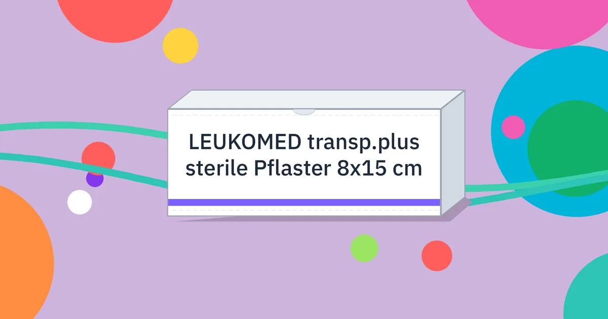 Symbolbild: Packung mit der Aufschrift LEUKOMED transp.plus sterile Pflaster 8x15 cm (PZN 11693779) – Verfügbarkeit und Bezug in Apotheken in Frankfurt am Main