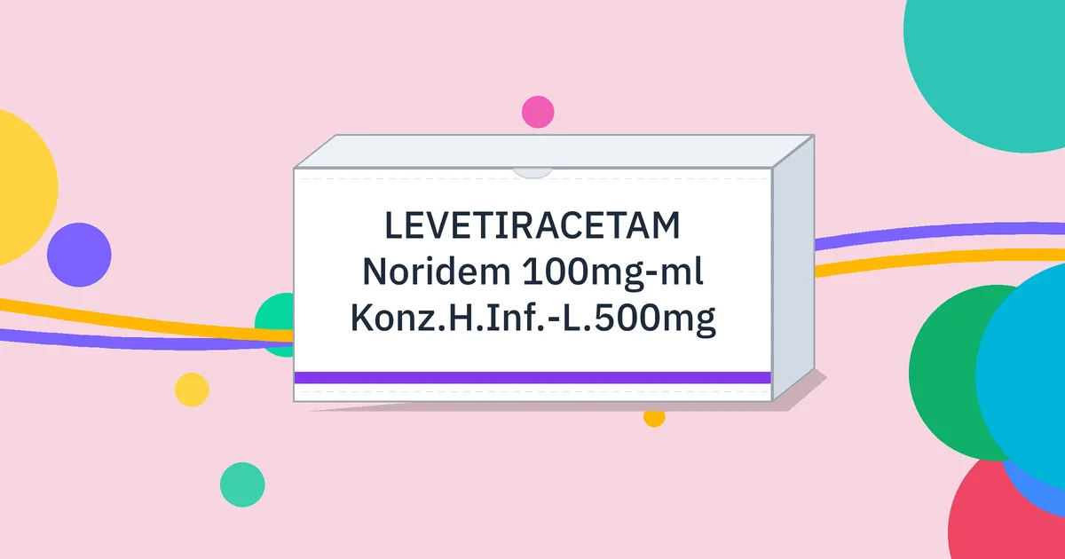 Symbolbild: Packung mit der Aufschrift LEVETIRACETAM Noridem 100mg-ml Konz.H.Inf.-L.500mg (PZN 18724968) – Verfügbarkeit und Bezug in Apotheken in Frankfurt am Main