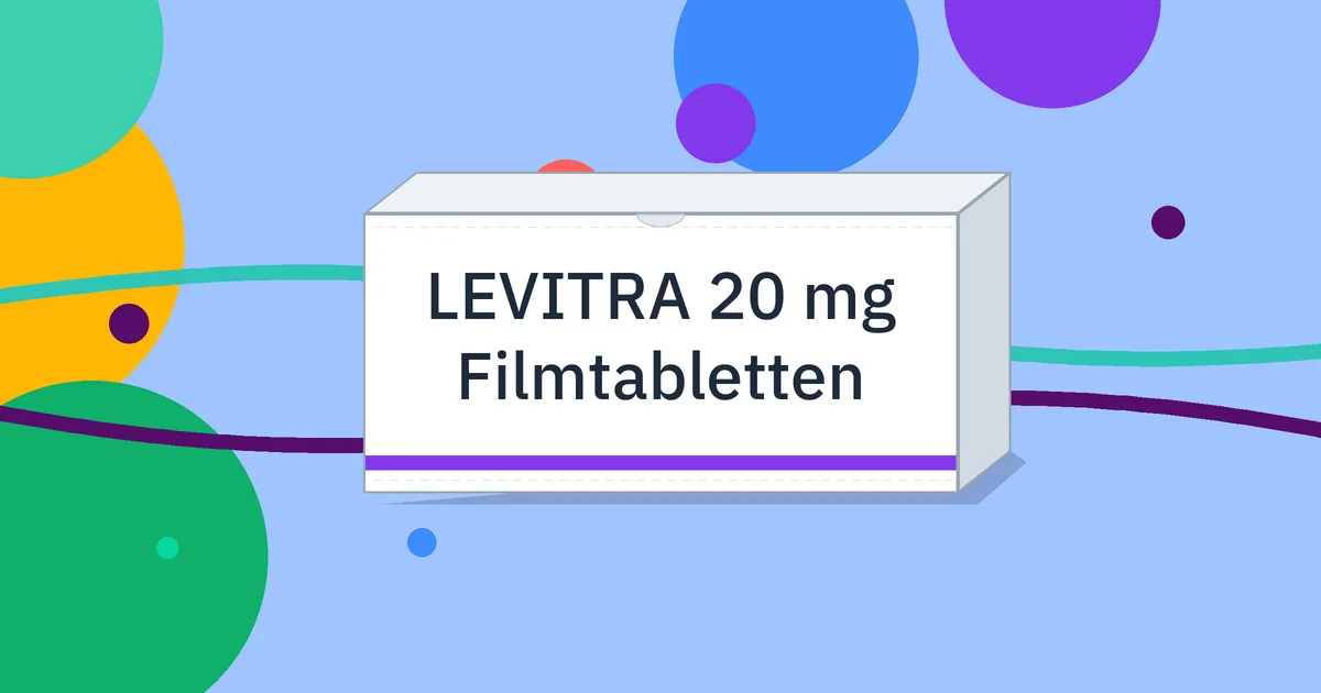 Symbolbild: Packung mit der Aufschrift LEVITRA 20 mg Filmtabletten (PZN 06586892) – Verfügbarkeit und Bezug in Apotheken in Frankfurt am Main