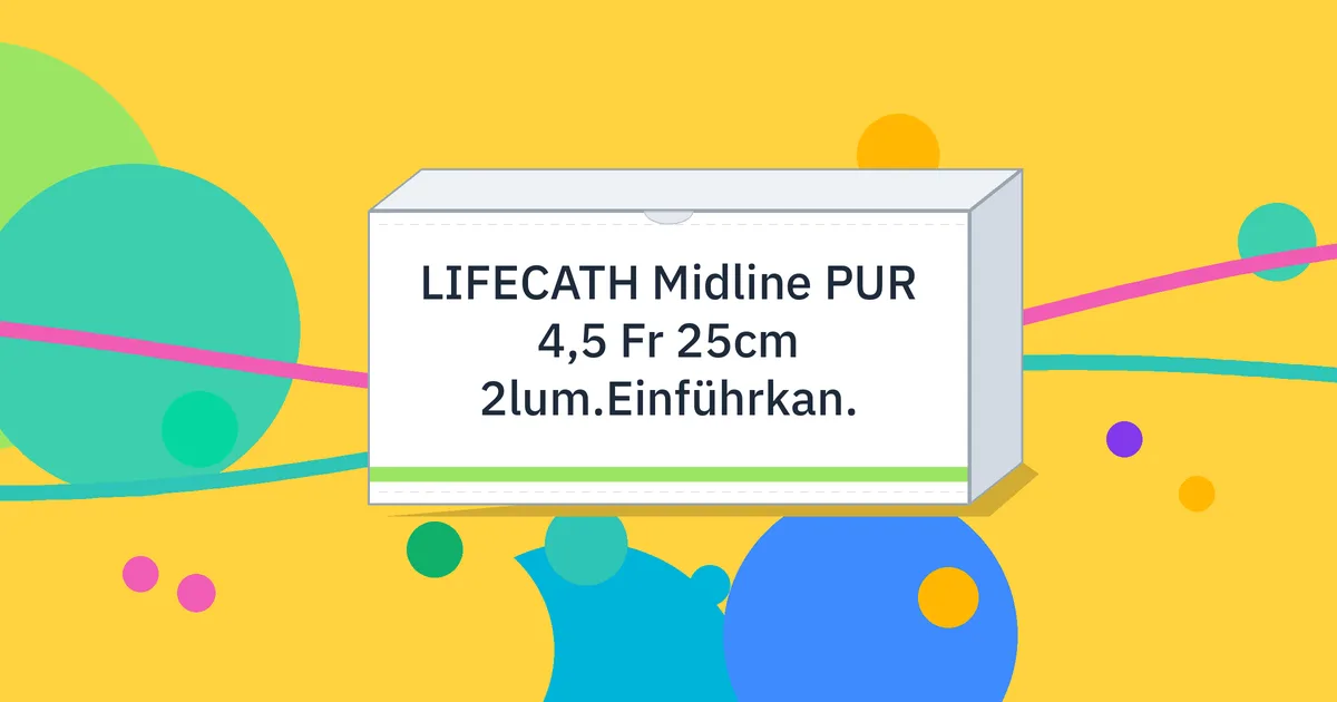 Symbolbild: Packung mit der Aufschrift LIFECATH Midline PUR 4,5 Fr 25cm 2lum.Einführkan. (PZN 15263314) – Verfügbarkeit und Bezug in Apotheken in Frankfurt am Main