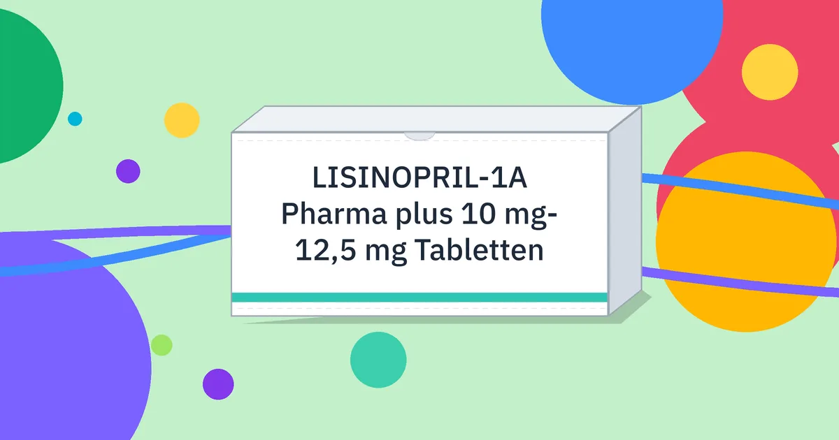 Symbolbild: Packung mit der Aufschrift LISINOPRIL-1A Pharma plus 10 mg-12,5 mg Tabletten (PZN 01488021) – Verfügbarkeit und Bezug in Apotheken in Frankfurt am Main