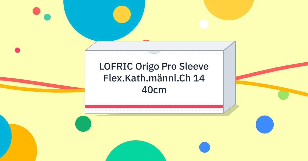 Symbolbild: Packung mit der Aufschrift LOFRIC Origo Pro Sleeve Flex.Kath.männl.Ch 14 40cm (PZN 20857895) – Verfügbarkeit und Bezug in Apotheken in Frankfurt am Main