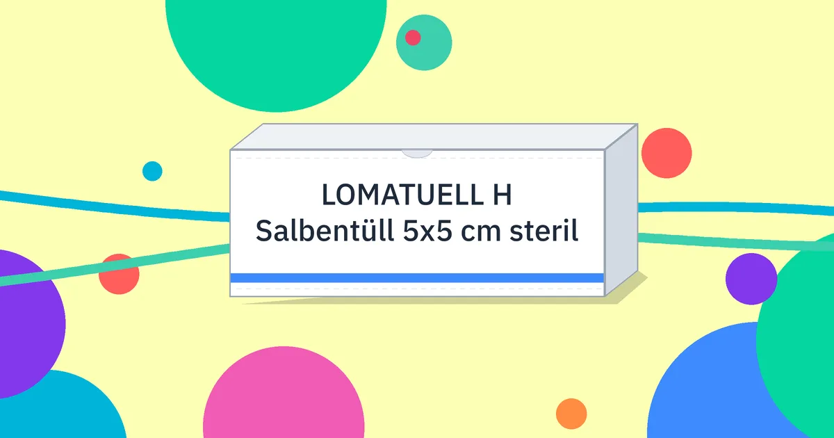 Symbolbild: Packung mit der Aufschrift LOMATUELL H Salbentüll 5x5 cm steril (PZN 20276431) – Verfügbarkeit und Bezug in Apotheken in Frankfurt am Main