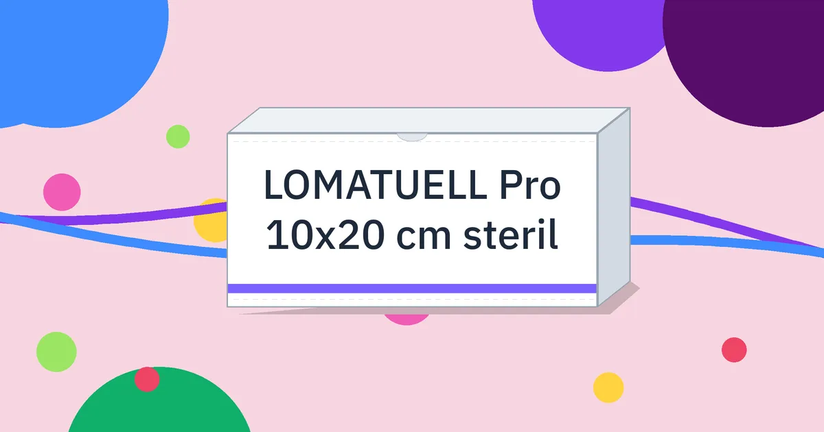 Symbolbild: Packung mit der Aufschrift LOMATUELL Pro 10x20 cm steril (PZN 15615351) – Verfügbarkeit und Bezug in Apotheken in Frankfurt am Main