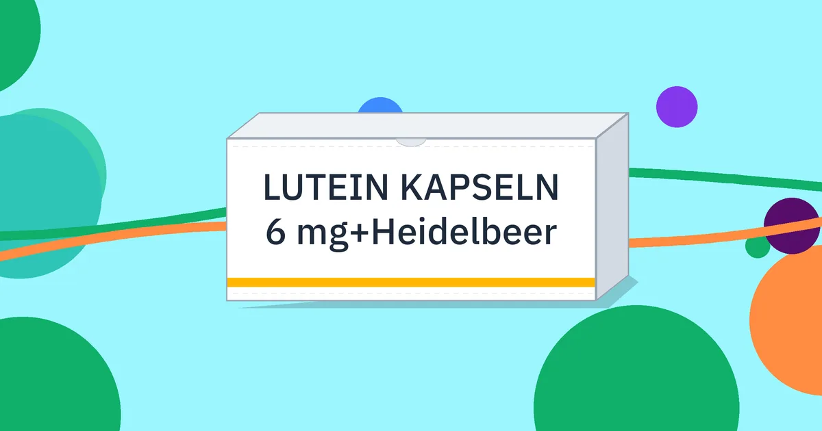 Symbolbild: Packung mit der Aufschrift LUTEIN KAPSELN 6 mg+Heidelbeer (PZN 04347663) – Verfügbarkeit und Bezug in Apotheken in Frankfurt am Main