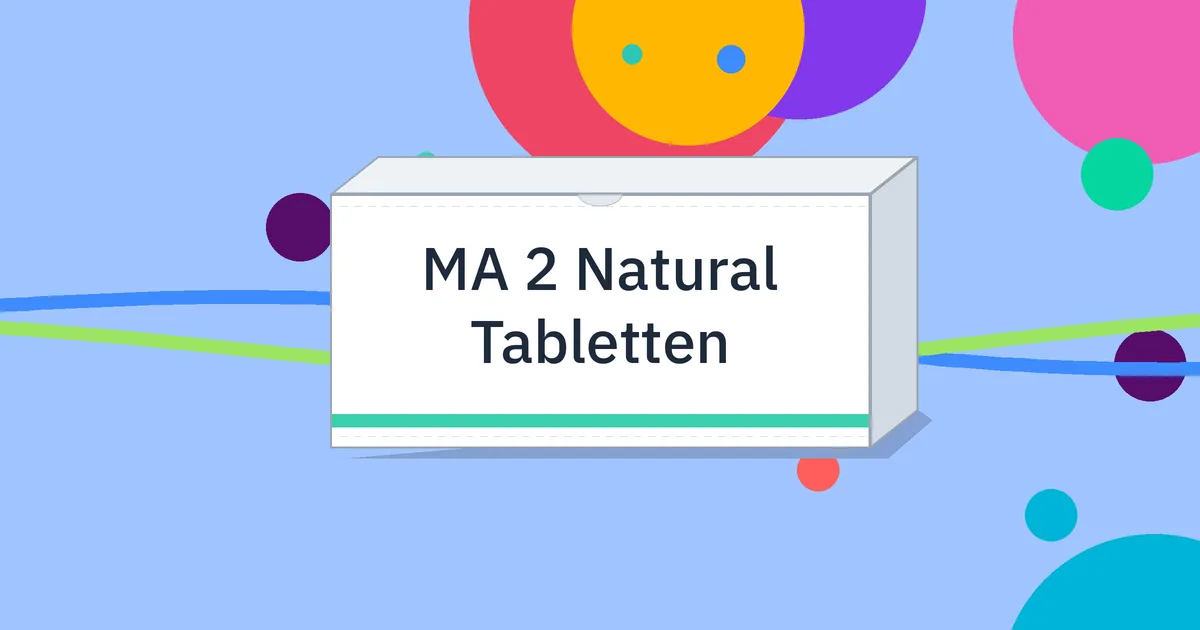 Symbolbild: Packung mit der Aufschrift MA 2 Natural Tabletten (PZN 18724023) – Verfügbarkeit und Bezug in Apotheken in Frankfurt am Main