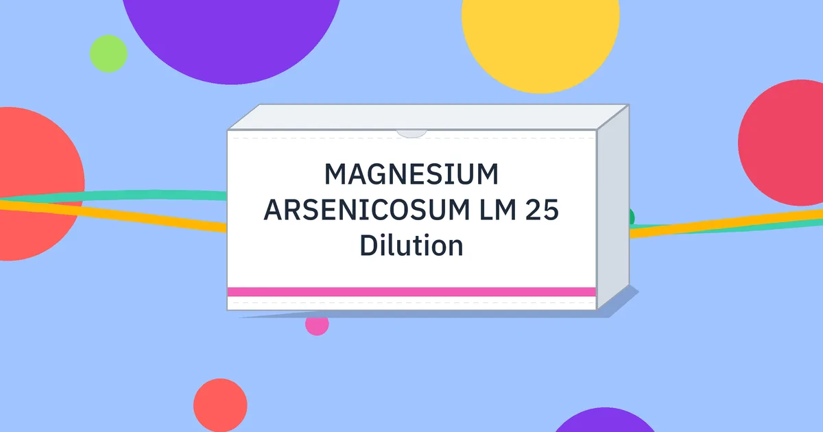 Symbolbild: Packung mit der Aufschrift MAGNESIUM ARSENICOSUM LM 25 Dilution (PZN 12936273) – Verfügbarkeit und Bezug in Apotheken in Frankfurt am Main