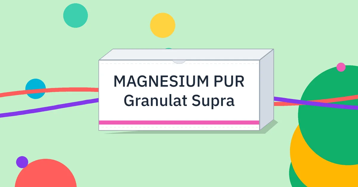 Symbolbild: Packung mit der Aufschrift MAGNESIUM PUR Granulat Supra (PZN 18409385) – Verfügbarkeit und Bezug in Apotheken in Frankfurt am Main