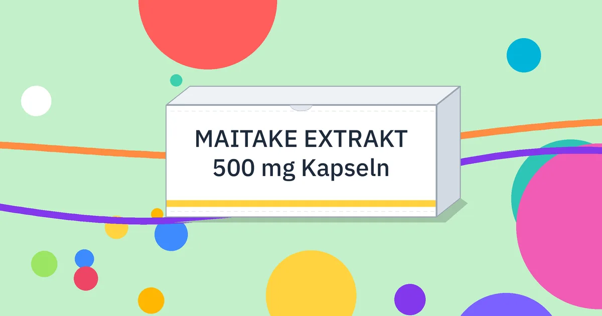 Symbolbild: Packung mit der Aufschrift MAITAKE EXTRAKT 500 mg Kapseln (PZN 17255678) – Verfügbarkeit und Bezug in Apotheken in Frankfurt am Main