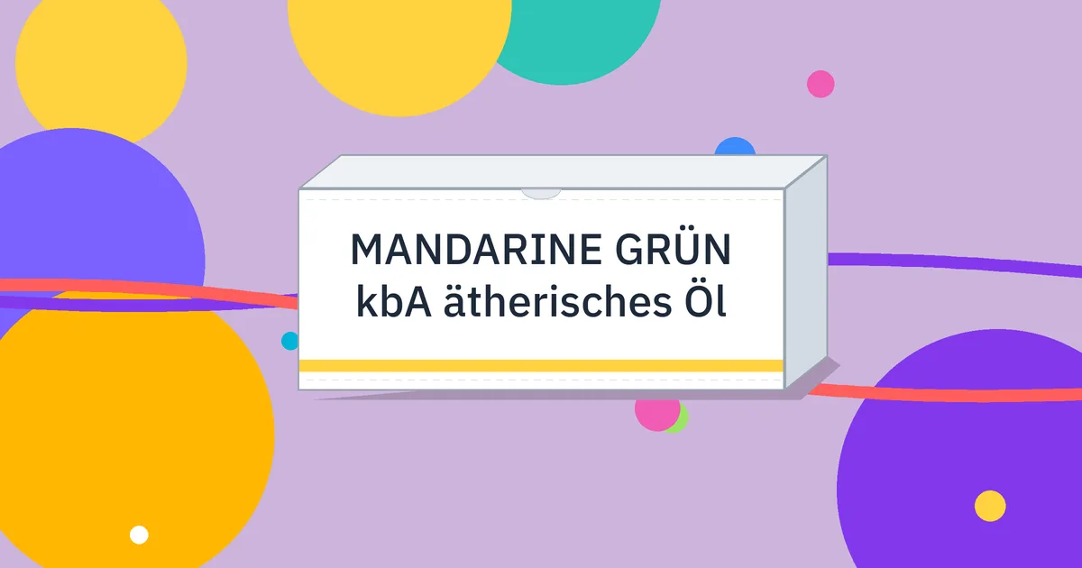 Symbolbild: Packung mit der Aufschrift MANDARINE GRÜN kbA ätherisches Öl (PZN 00720823) – Verfügbarkeit und Bezug in Apotheken in Frankfurt am Main