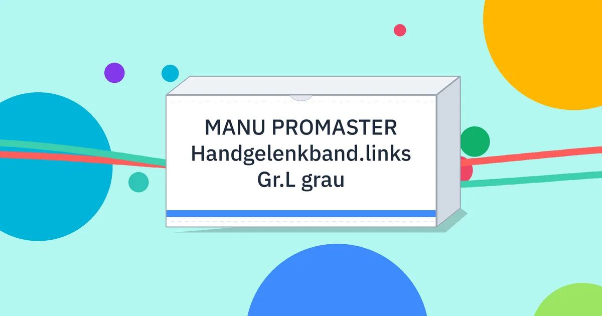 Symbolbild: Packung mit der Aufschrift MANU PROMASTER Handgelenkband.links Gr.L grau (PZN 10927577) – Verfügbarkeit und Bezug in Apotheken in Frankfurt am Main