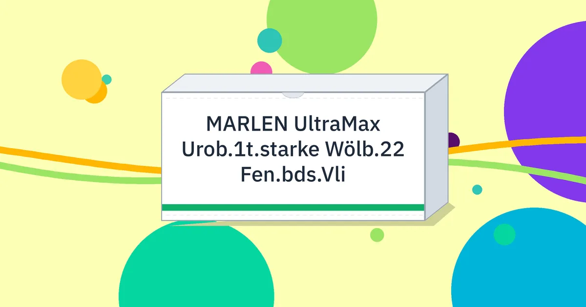 Symbolbild: Packung mit der Aufschrift MARLEN UltraMax Urob.1t.starke Wölb.22 Fen.bds.Vli (PZN 10741482) – Verfügbarkeit und Bezug in Apotheken in Frankfurt am Main