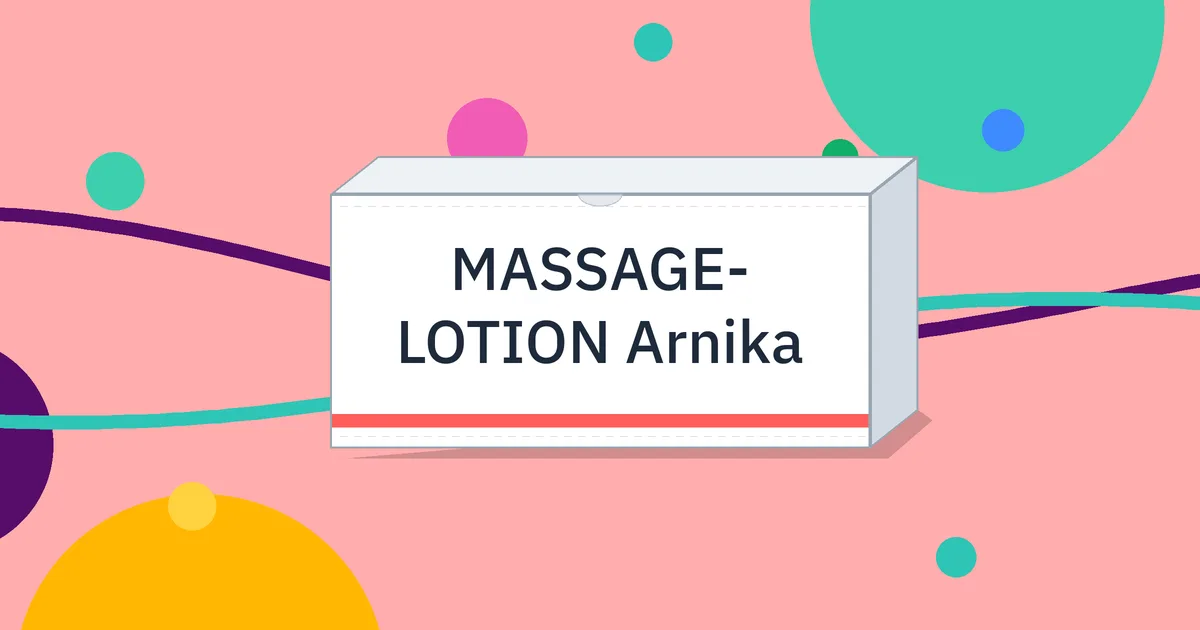 Symbolbild: Packung mit der Aufschrift MASSAGE-LOTION Arnika (PZN 11637640) – Verfügbarkeit und Bezug in Apotheken in Frankfurt am Main