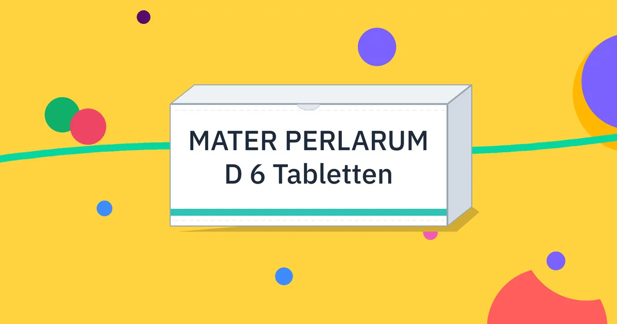 Symbolbild: Packung mit der Aufschrift MATER PERLARUM D 6 Tabletten (PZN 04226793) – Verfügbarkeit und Bezug in Apotheken in Frankfurt am Main