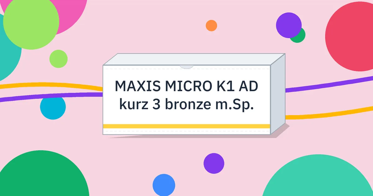 Symbolbild: Packung mit der Aufschrift MAXIS MICRO K1 AD kurz 3 bronze m.Sp. (PZN 17672152) – Verfügbarkeit und Bezug in Apotheken in Frankfurt am Main