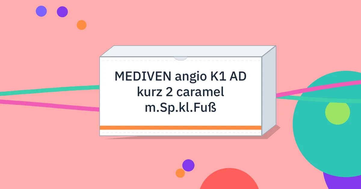 Symbolbild: Packung mit der Aufschrift MEDIVEN angio K1 AD kurz 2 caramel m.Sp.kl.Fuß (PZN 17210279) – Verfügbarkeit und Bezug in Apotheken in Frankfurt am Main