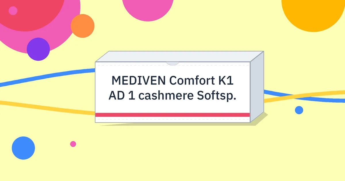 Symbolbild: Packung mit der Aufschrift MEDIVEN Comfort K1 AD 1 cashmere Softsp. (PZN 14658602) – Verfügbarkeit und Bezug in Apotheken in Frankfurt am Main