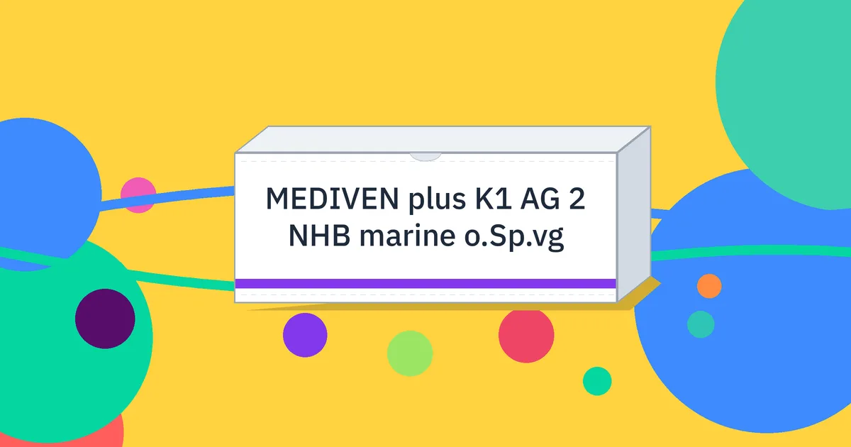 Symbolbild: Packung mit der Aufschrift MEDIVEN plus K1 AG 2 NHB marine o.Sp.vg (PZN 15922521) – Verfügbarkeit und Bezug in Apotheken in Frankfurt am Main