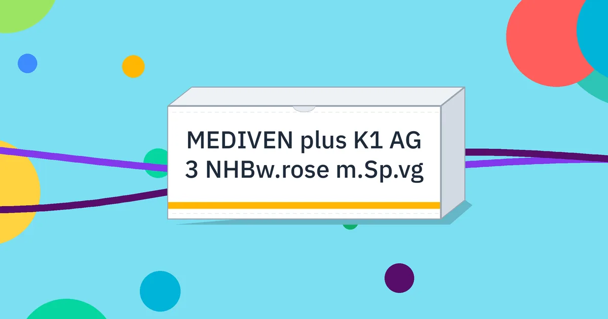 Symbolbild: Packung mit der Aufschrift MEDIVEN plus K1 AG 3 NHBw.rose m.Sp.vg (PZN 15923408) – Verfügbarkeit und Bezug in Apotheken in Frankfurt am Main