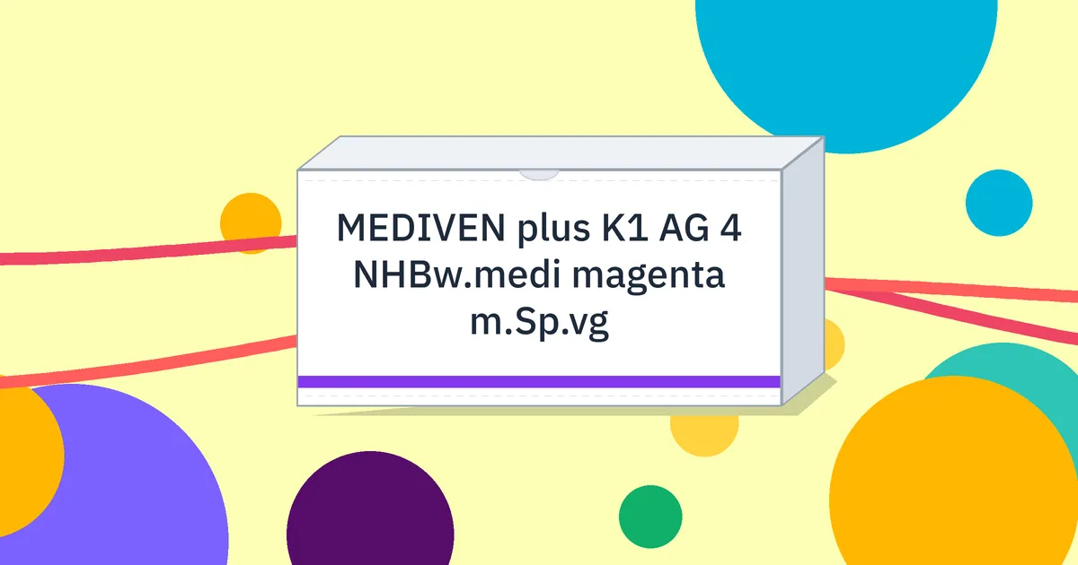 Symbolbild: Packung mit der Aufschrift MEDIVEN plus K1 AG 4 NHBw.medi magenta m.Sp.vg (PZN 15923644) – Verfügbarkeit und Bezug in Apotheken in Frankfurt am Main