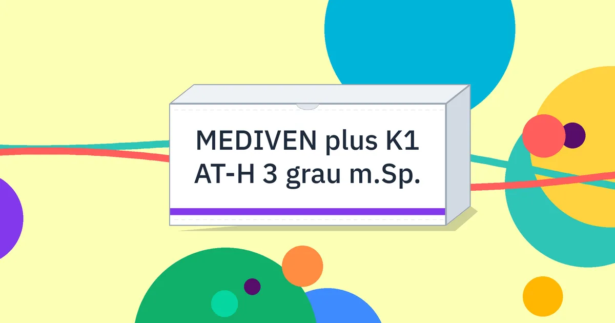 Symbolbild: Packung mit der Aufschrift MEDIVEN plus K1 AT-H 3 grau m.Sp. (PZN 18932968) – Verfügbarkeit und Bezug in Apotheken in Frankfurt am Main