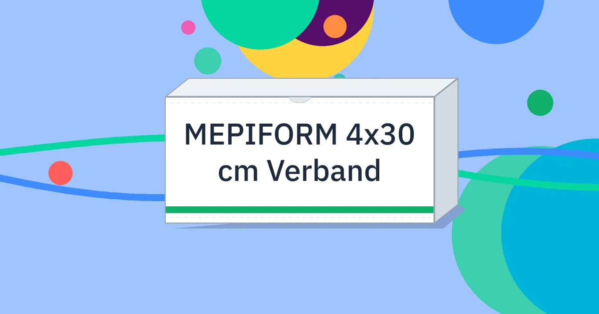 Symbolbild: Packung mit der Aufschrift MEPIFORM 4x30 cm Verband (PZN 13365803) – Verfügbarkeit und Bezug in Apotheken in Frankfurt am Main