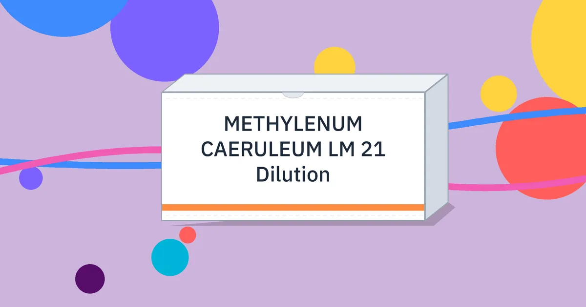Symbolbild: Packung mit der Aufschrift METHYLENUM CAERULEUM LM 21 Dilution (PZN 13607146) – Verfügbarkeit und Bezug in Apotheken in Frankfurt am Main