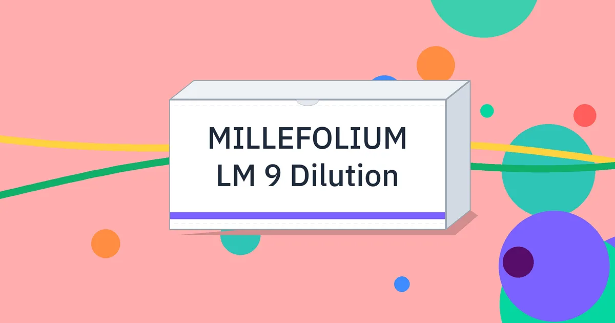 Symbolbild: Packung mit der Aufschrift MILLEFOLIUM LM 9 Dilution (PZN 13607927) – Verfügbarkeit und Bezug in Apotheken in Frankfurt am Main