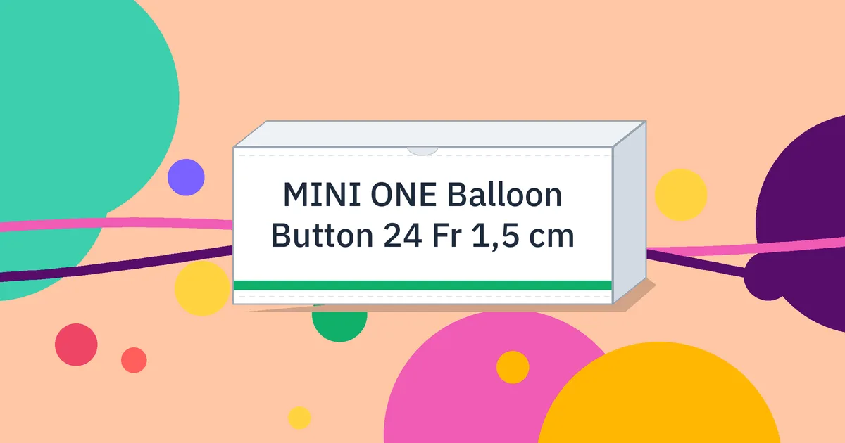 Symbolbild: Packung mit der Aufschrift MINI ONE Balloon Button 24 Fr 1,5 cm (PZN 14342483) – Verfügbarkeit und Bezug in Apotheken in Frankfurt am Main