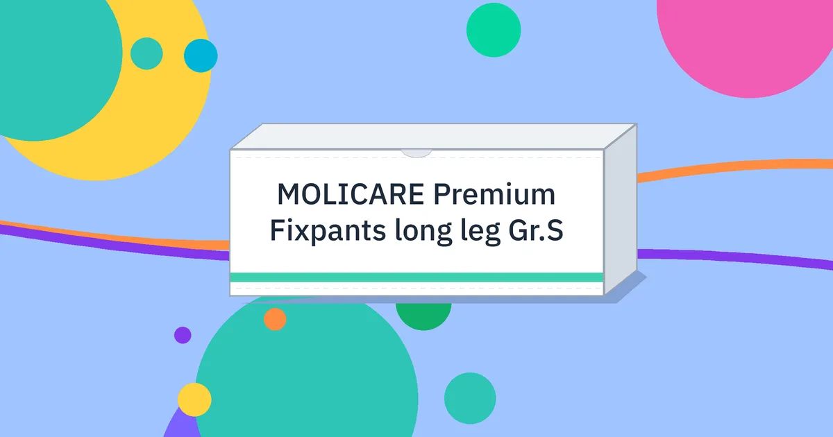 Symbolbild: Packung mit der Aufschrift MOLICARE Premium Fixpants long leg Gr.S (PZN 12543929) – Verfügbarkeit und Bezug in Apotheken in Frankfurt am Main