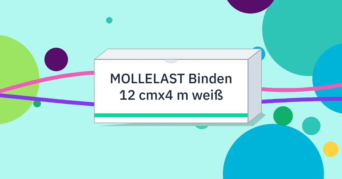 Symbolbild: Packung mit der Aufschrift MOLLELAST Binden 12 cmx4 m weiß (PZN 17833081) – Verfügbarkeit und Bezug in Apotheken in Frankfurt am Main