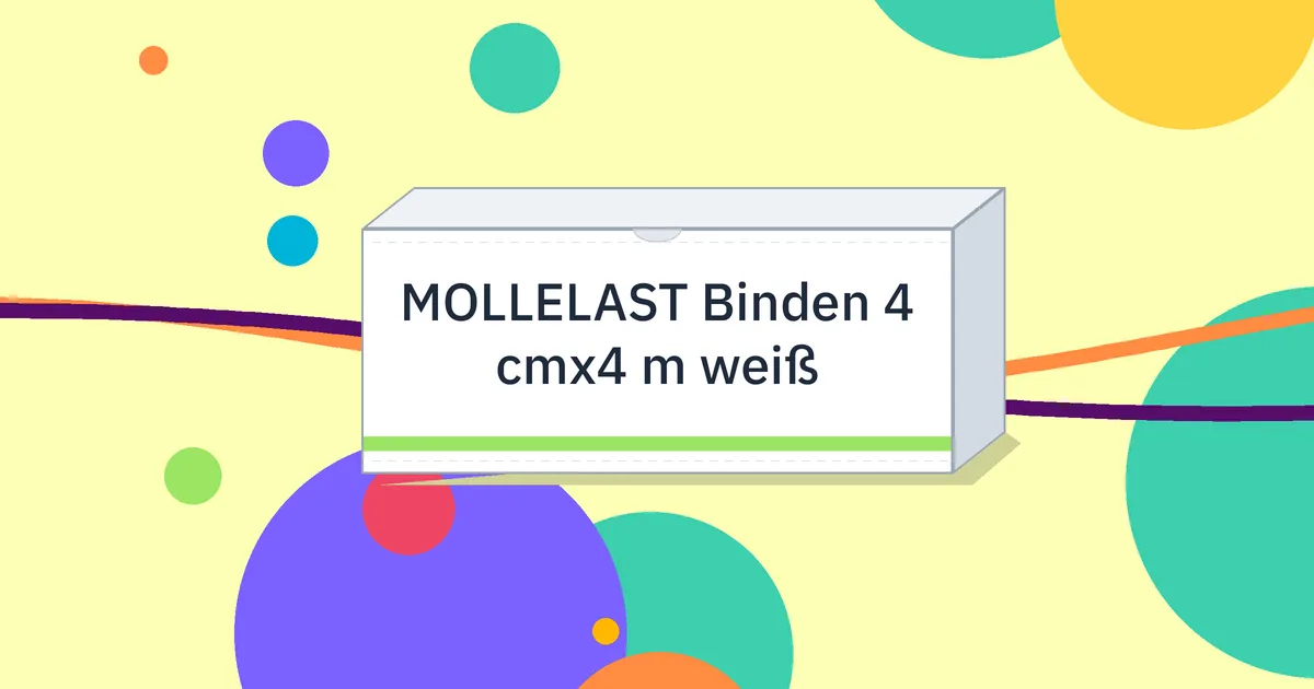 Symbolbild: Packung mit der Aufschrift MOLLELAST Binden 4 cmx4 m weiß (PZN 15420877) – Verfügbarkeit und Bezug in Apotheken in Frankfurt am Main